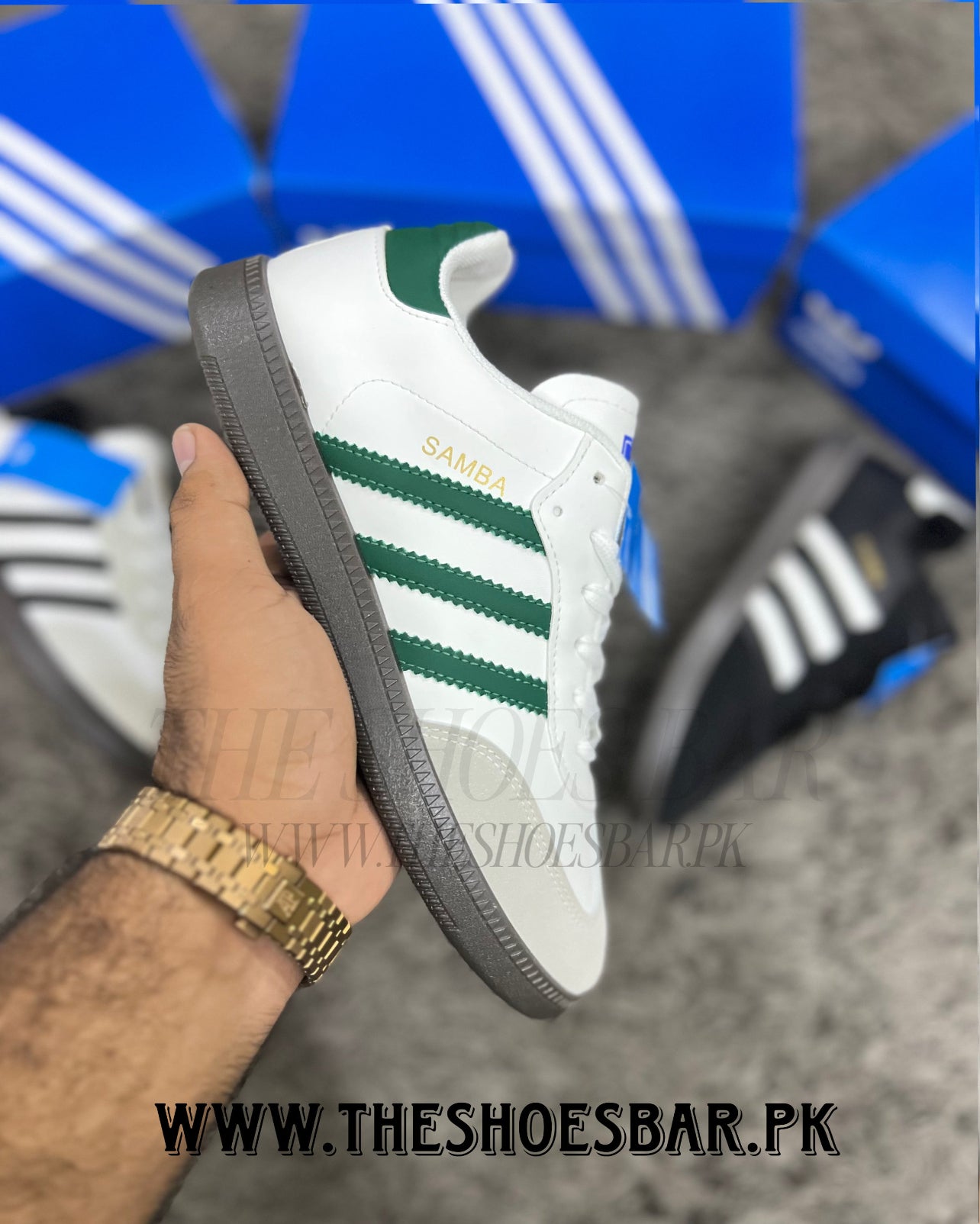 ADIDDAS SAMBA WHITE GREEN GUM (EB) – The Shoes Bar